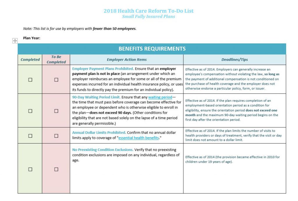 Small Businesses Need To Do 2018: ACA Checklist | Insuraty